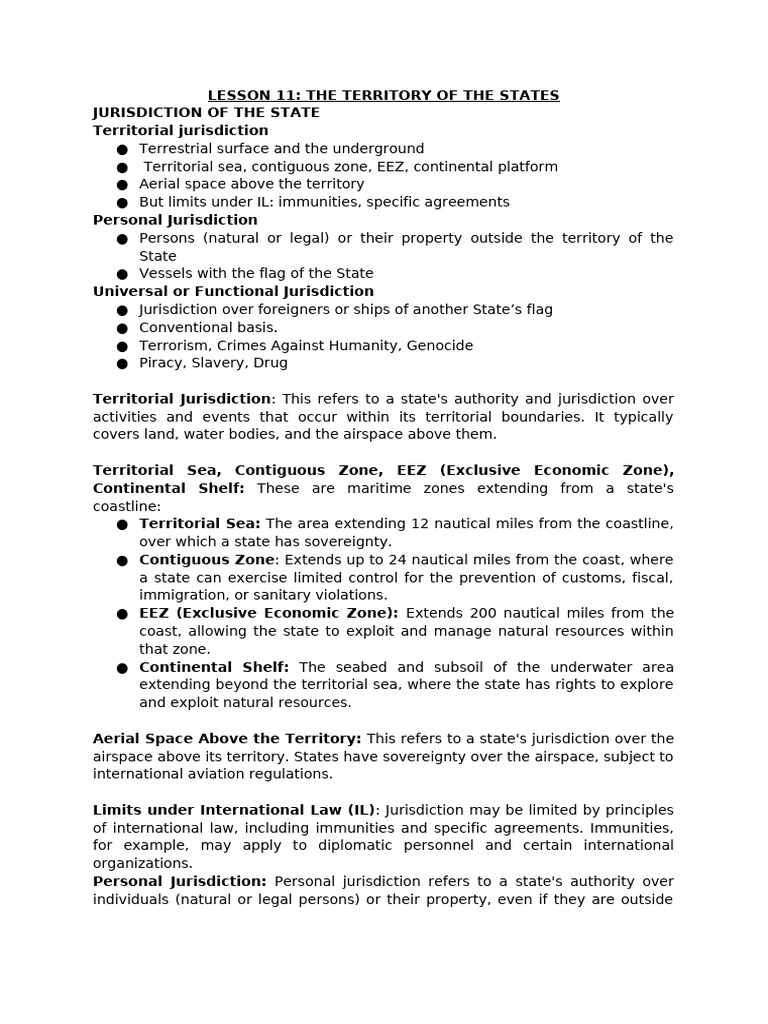 Lesson 11 - The Territory of The States | PDF | Territorial Waters ...
