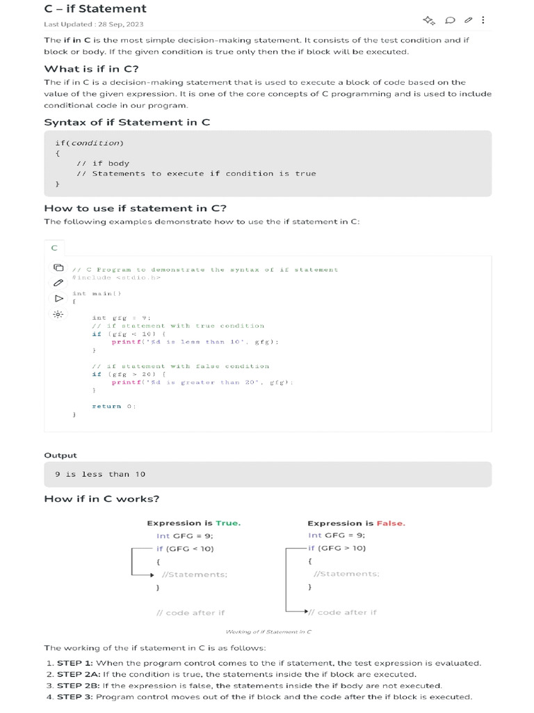 If Statement in C - Programming | PDF | Control Flow | C (Programming Language)