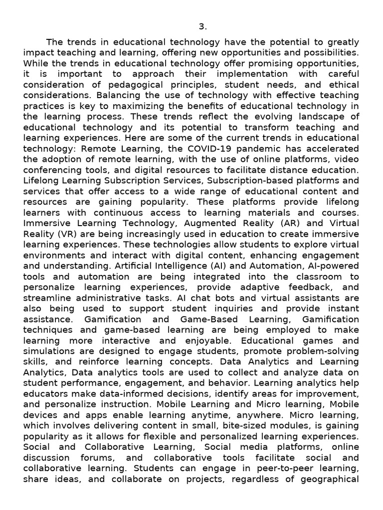 Trends in Educational Technology | PDF | Educational Technology | Learning