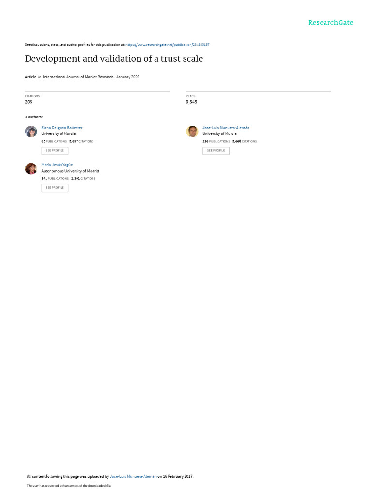 Trust Scale Development and Validation | PDF