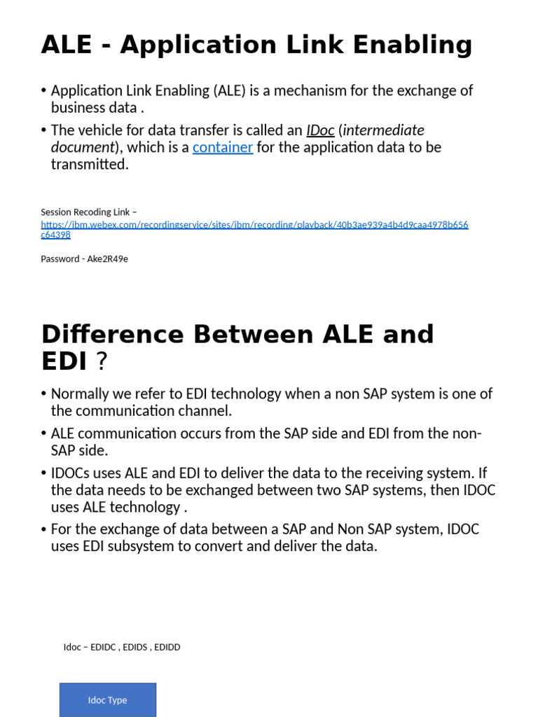 ALE vs EDI: Understanding IDoc Use | PDF