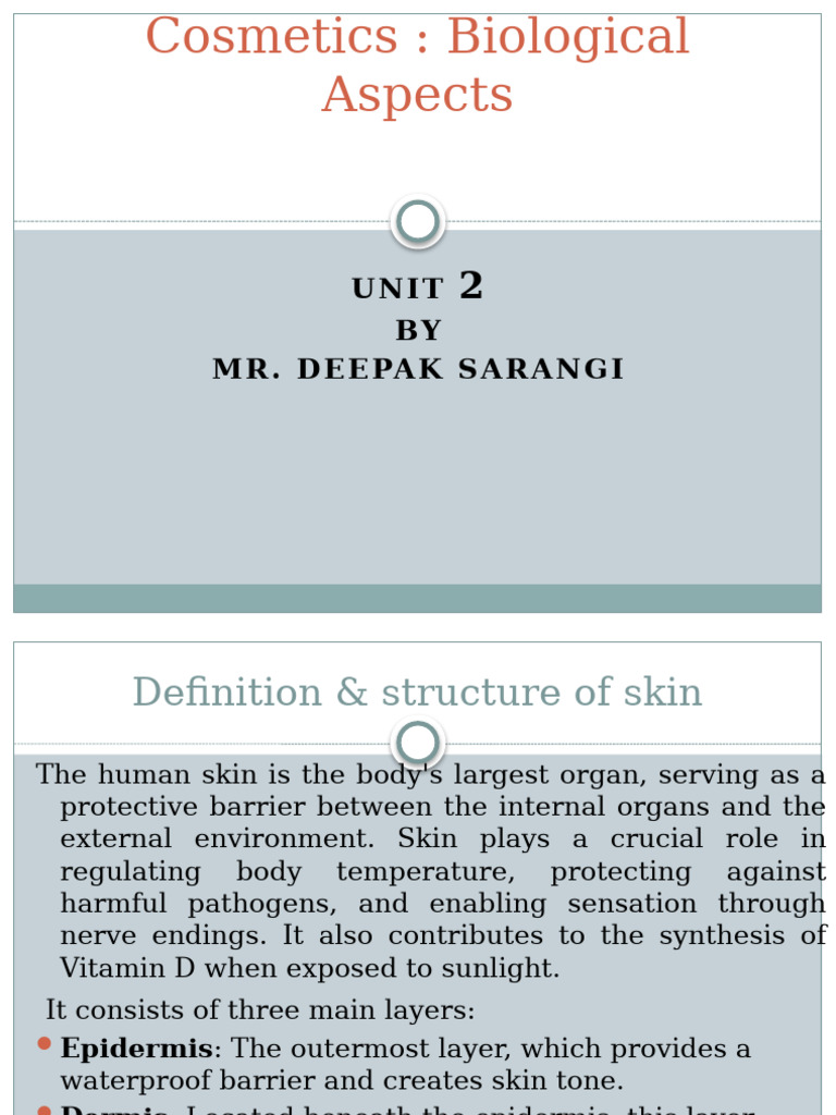 Cosmetics_MPH_Unit 2 | PDF | Skin | Epidermis