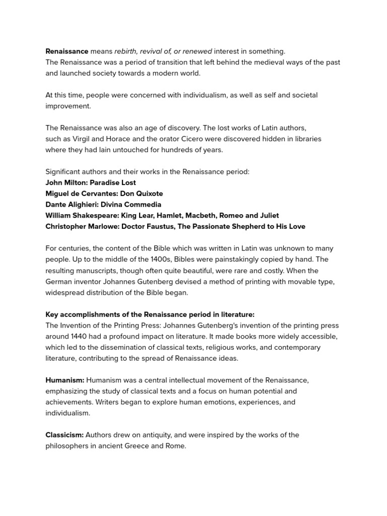 ENGLISH 10 Reviewer 2nd Quarter 1 | PDF | Renaissance | Printing Press