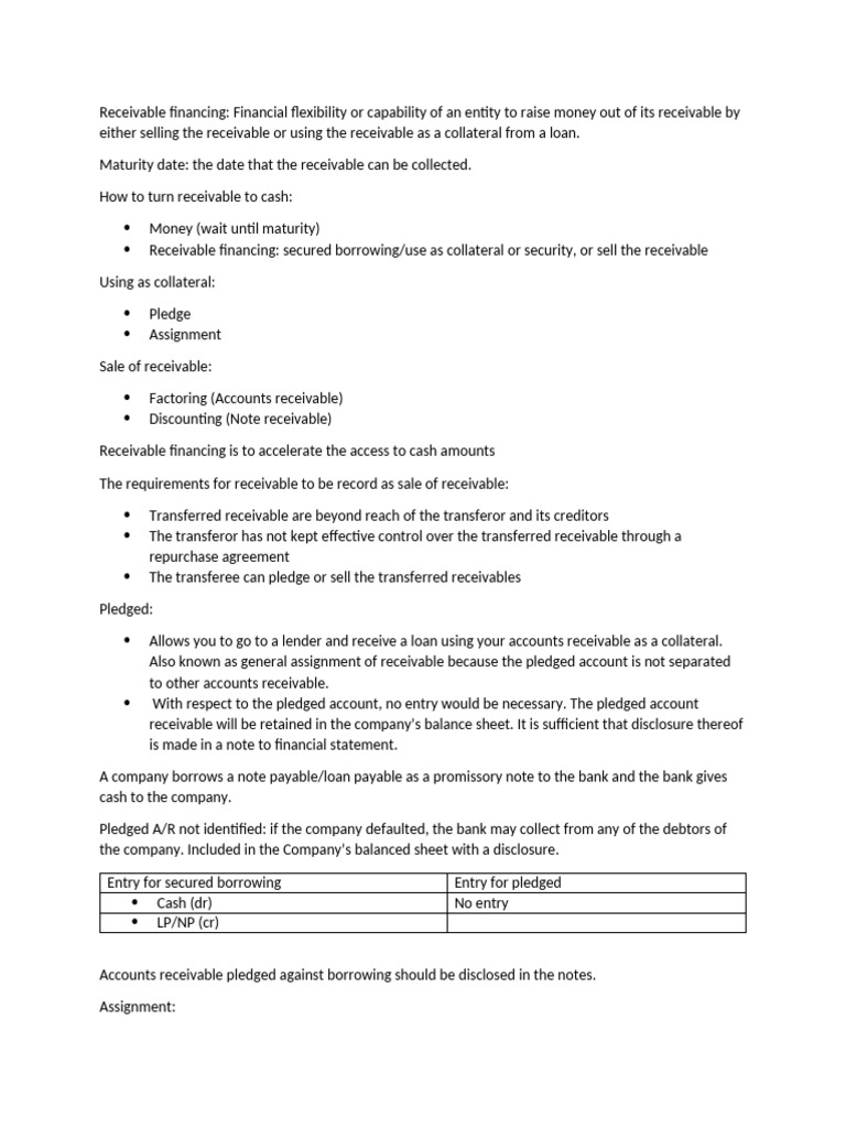 Understanding Receivable Financing Methods | PDF | Loans | Promissory Note