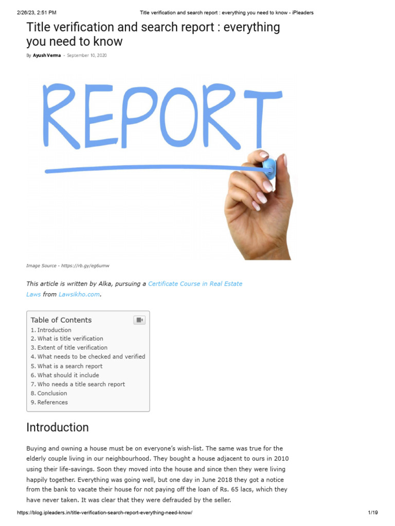 Title Verification And Search Report Guide Pdf Deed Property