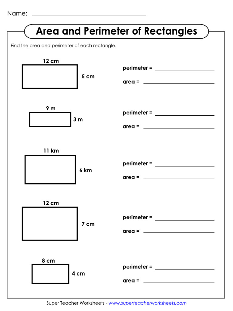 Area Perimeter Rectangles TZFQR | PDF