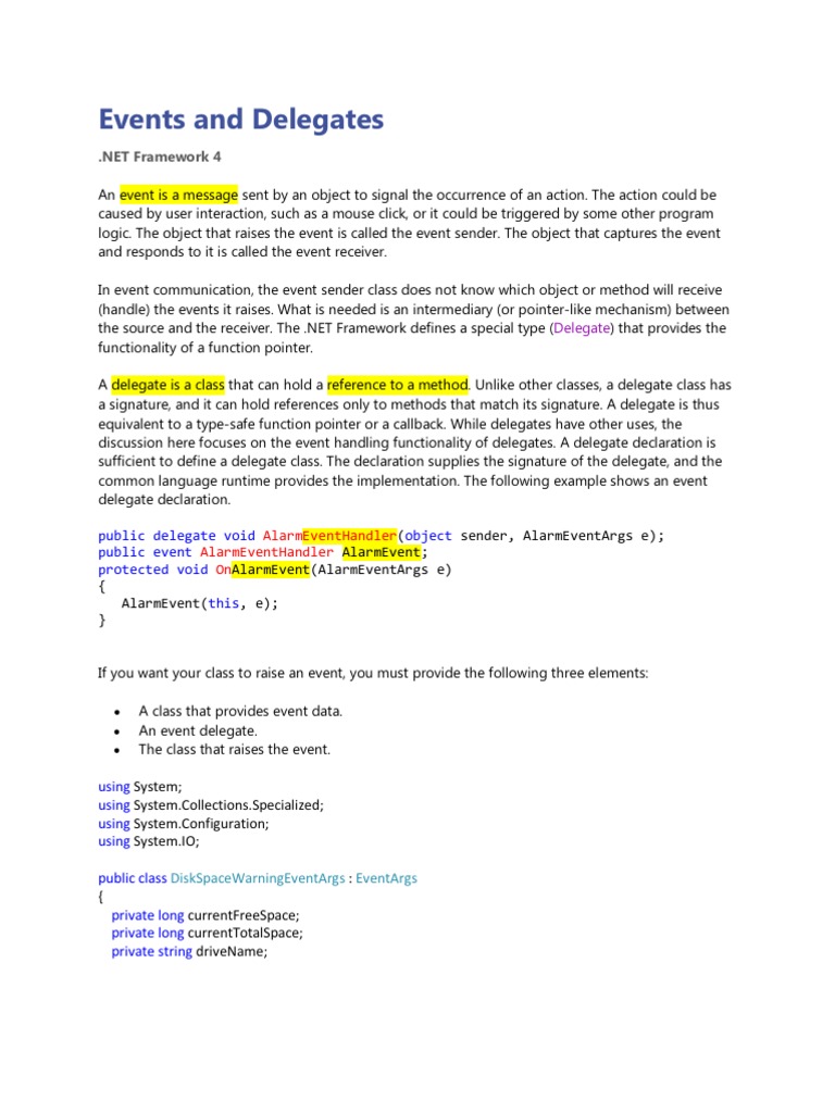 Events and Delegates | PDF | Method (Computer Programming) | C Sharp ... Events and Delegates | PDF | Method (Computer Programming) | C Sharp ...