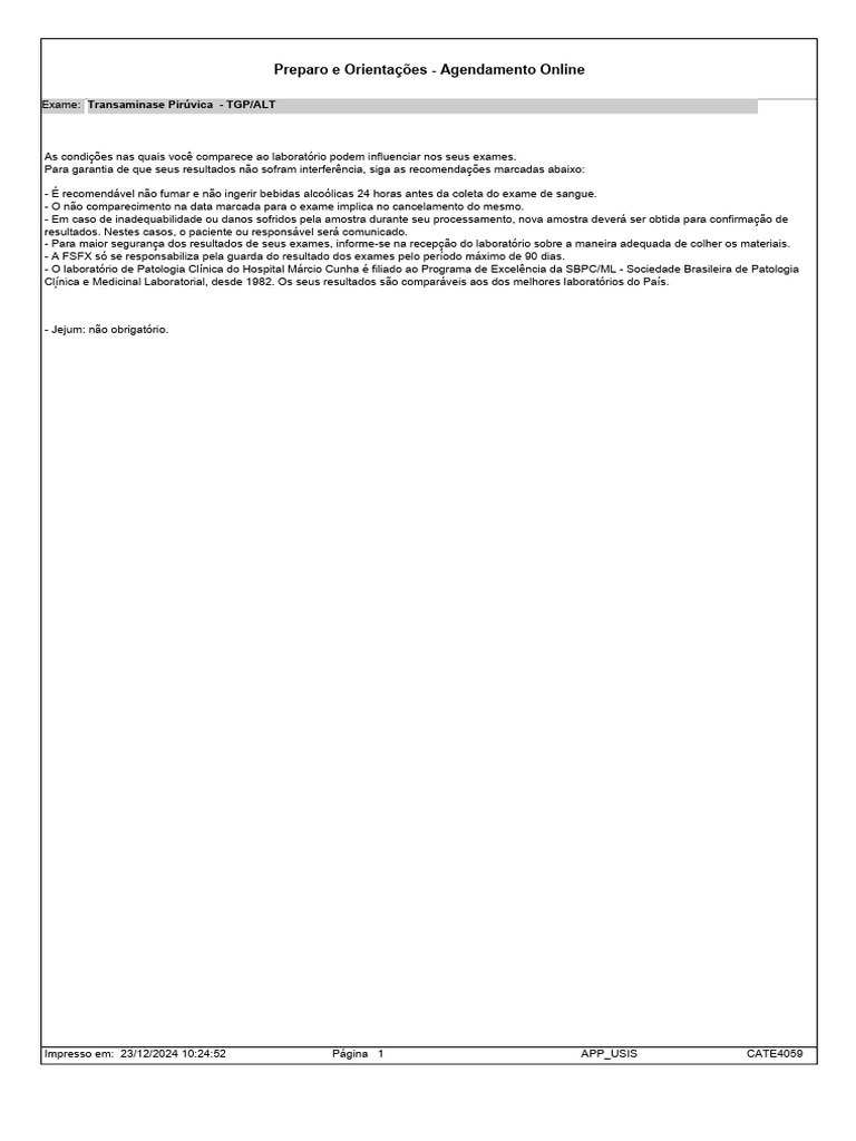 Preparo_de_exame_tgp - Transaminase Pirúvica - Tgp_alt (40302512) | PDF