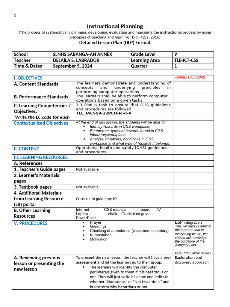 CSS 9 Q1-OHS-DLP | PDF | Computer Data Storage | Input/Output