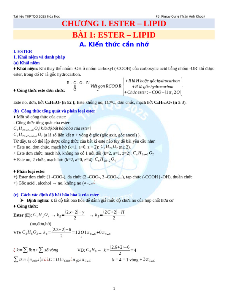 Chem 12 Thpt | PDF