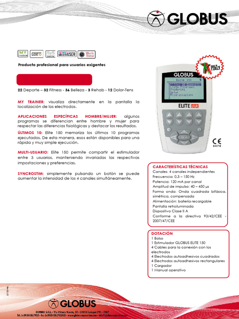 Manual Globus Elite 150 en Español | PDF