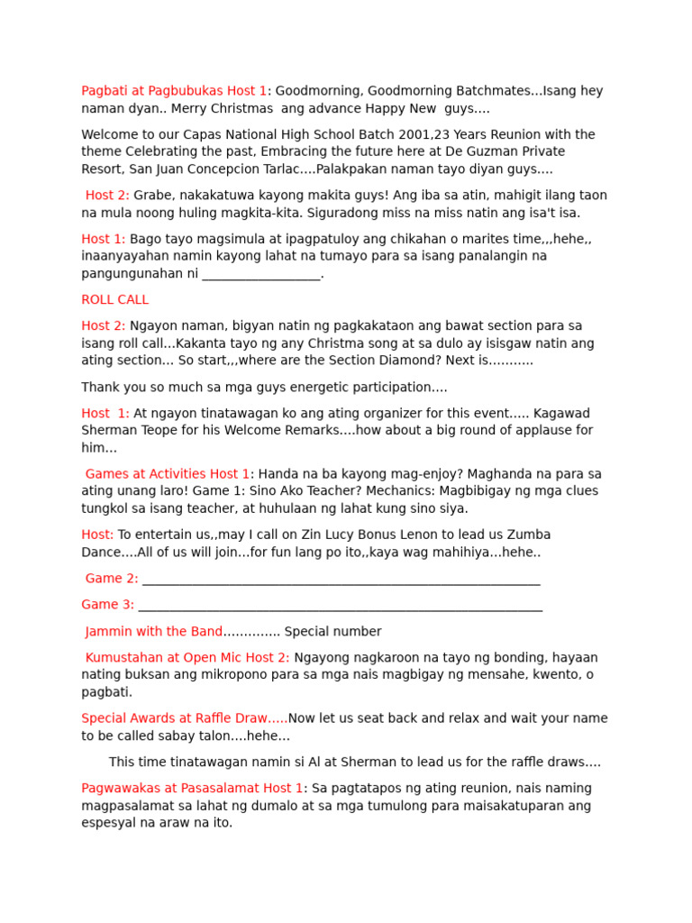 Script Reunion Batch 2001 | PDF