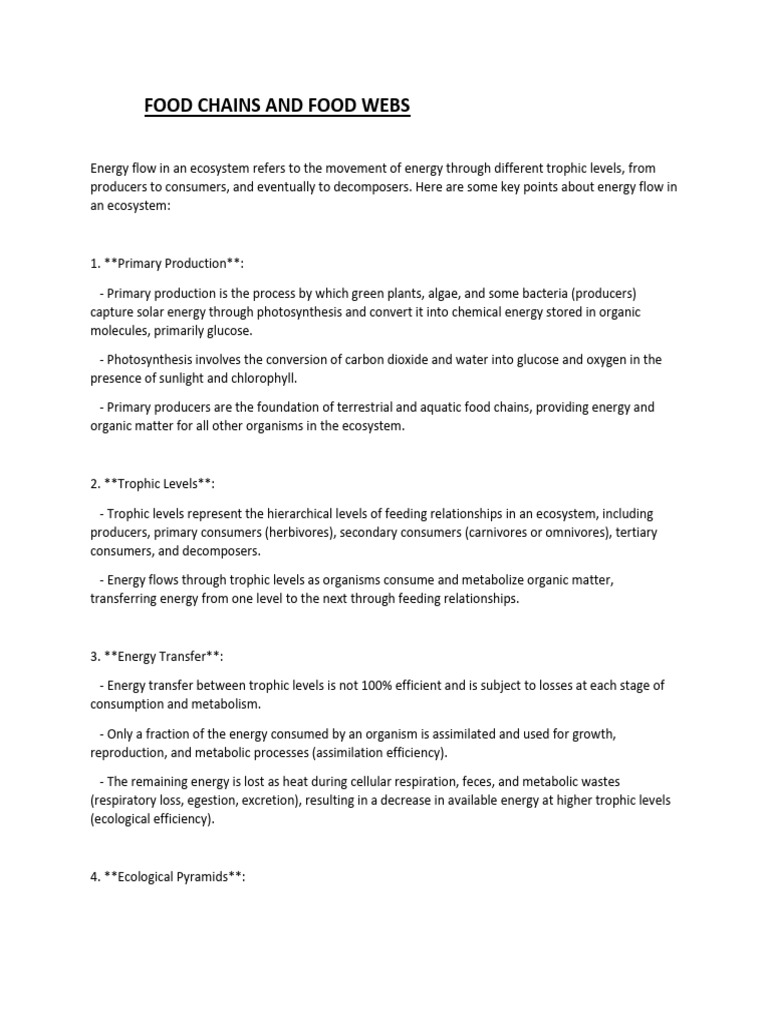Energy Flow in Food Chains & Webs | PDF | Food Web | Carbon Cycle