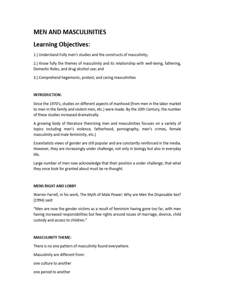 G6.men and Masculinities | PDF | Masculinity | Gender