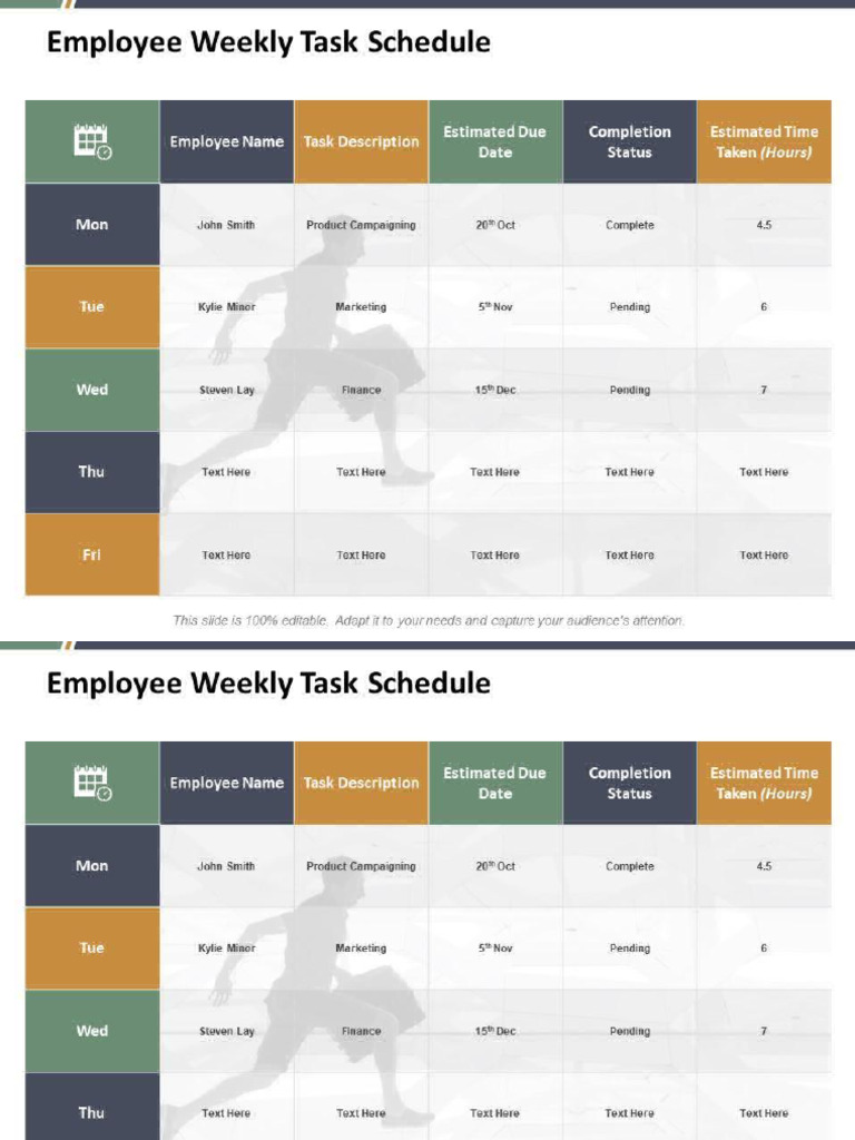 Employee Weekly Task Schedule Ppt Styles Example Introduction 6293