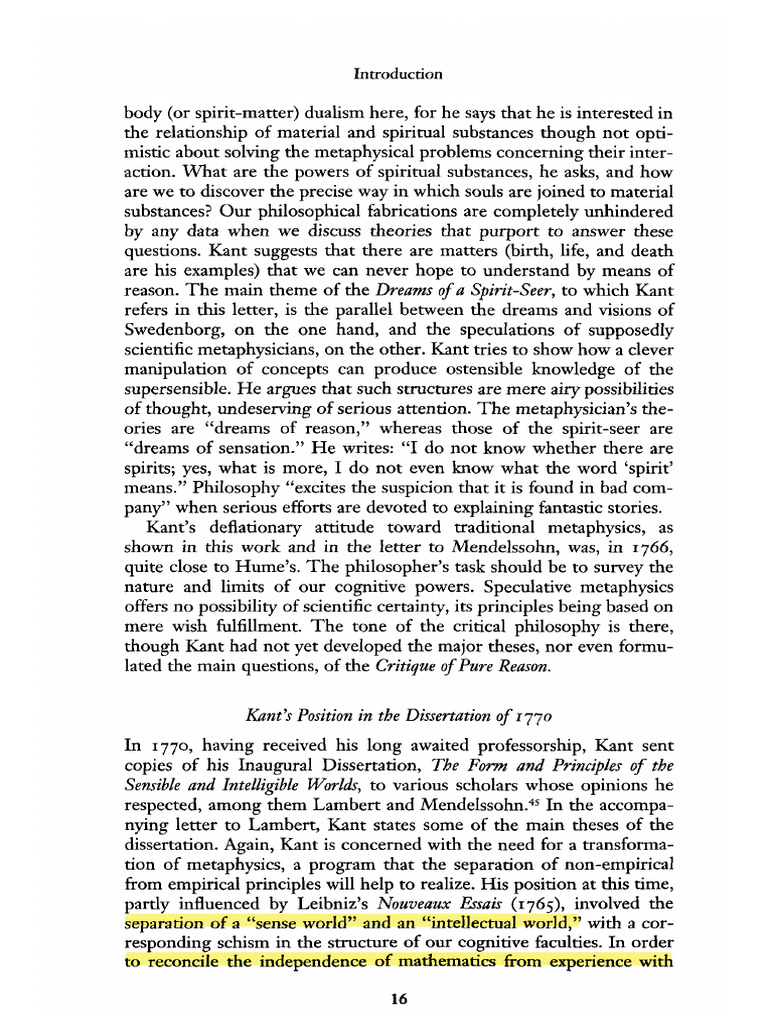 Kant's Metaphysics: Space, Time, and Dualism | PDF | Immanuel Kant ...