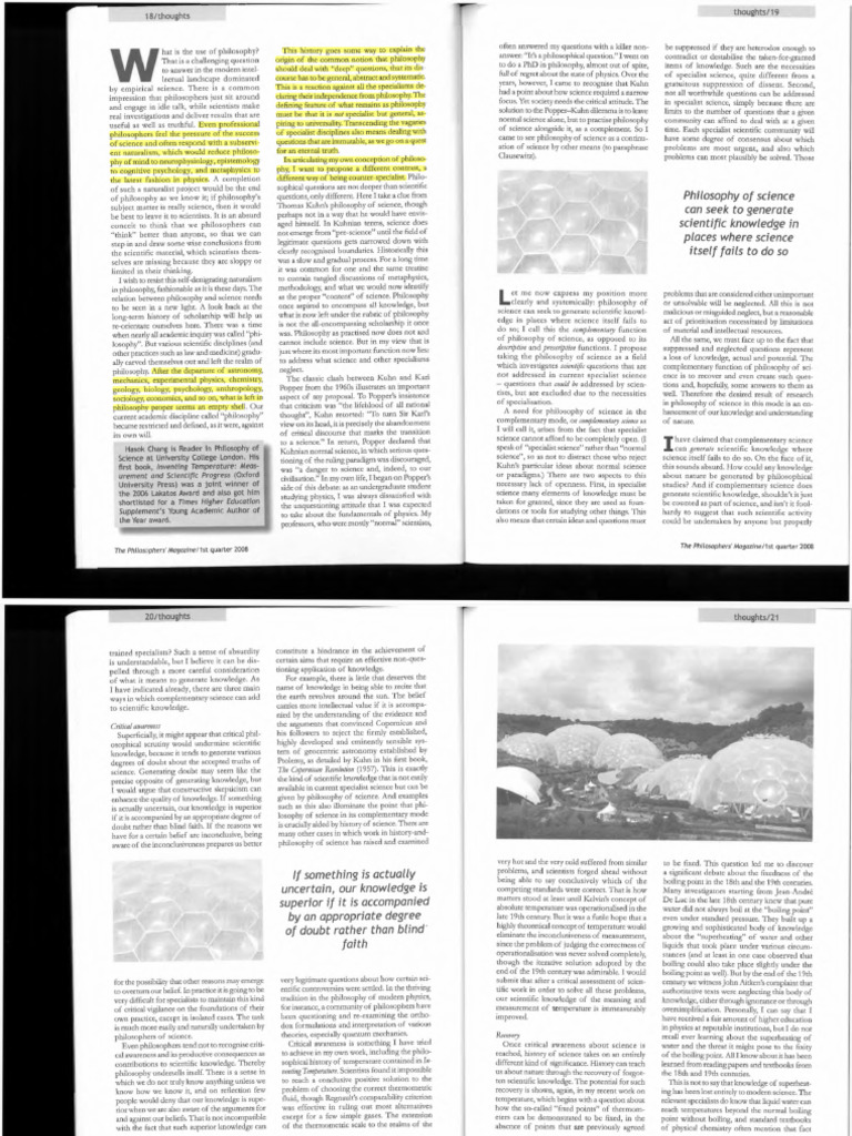 Chang, H. (2008) Complementary Science | PDF | Science | Philosophy Of ...