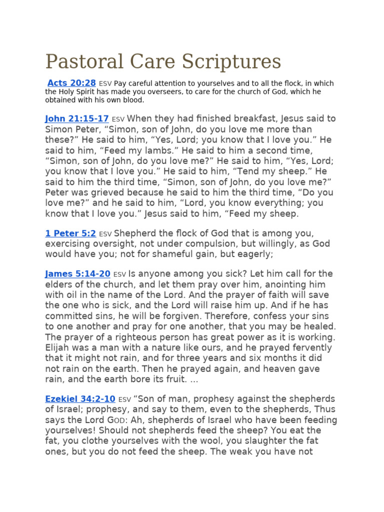 Pastoral Care Scriptures | PDF | Jesus | Elder (Christianity)