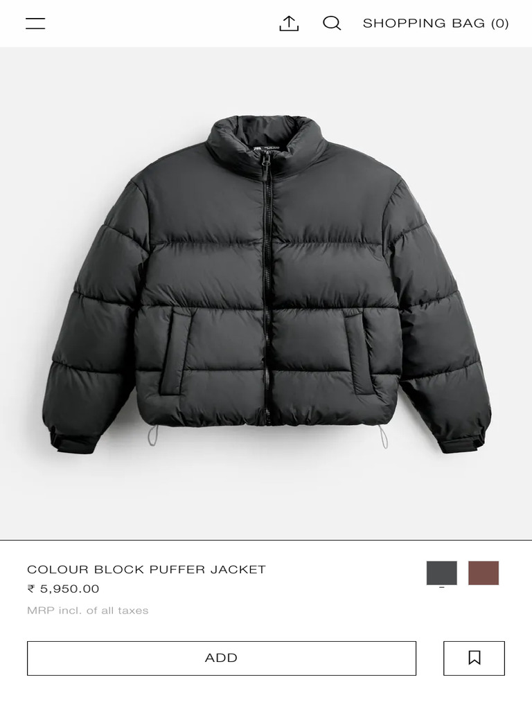 Colour Block Puffer Jacket - Black Zara India | PDF