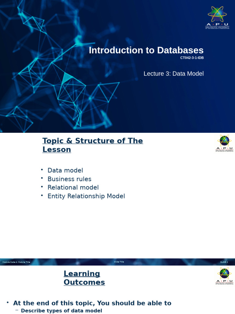 CT042-3-1-IDB-Lecture 3 | PDF | Relational Model | Databases
