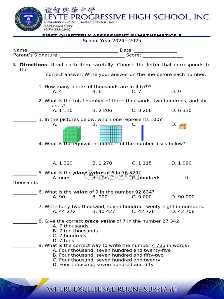 Math 3 Quarterly Assessment 2024-2025 | PDF | Currency | Foreign ...