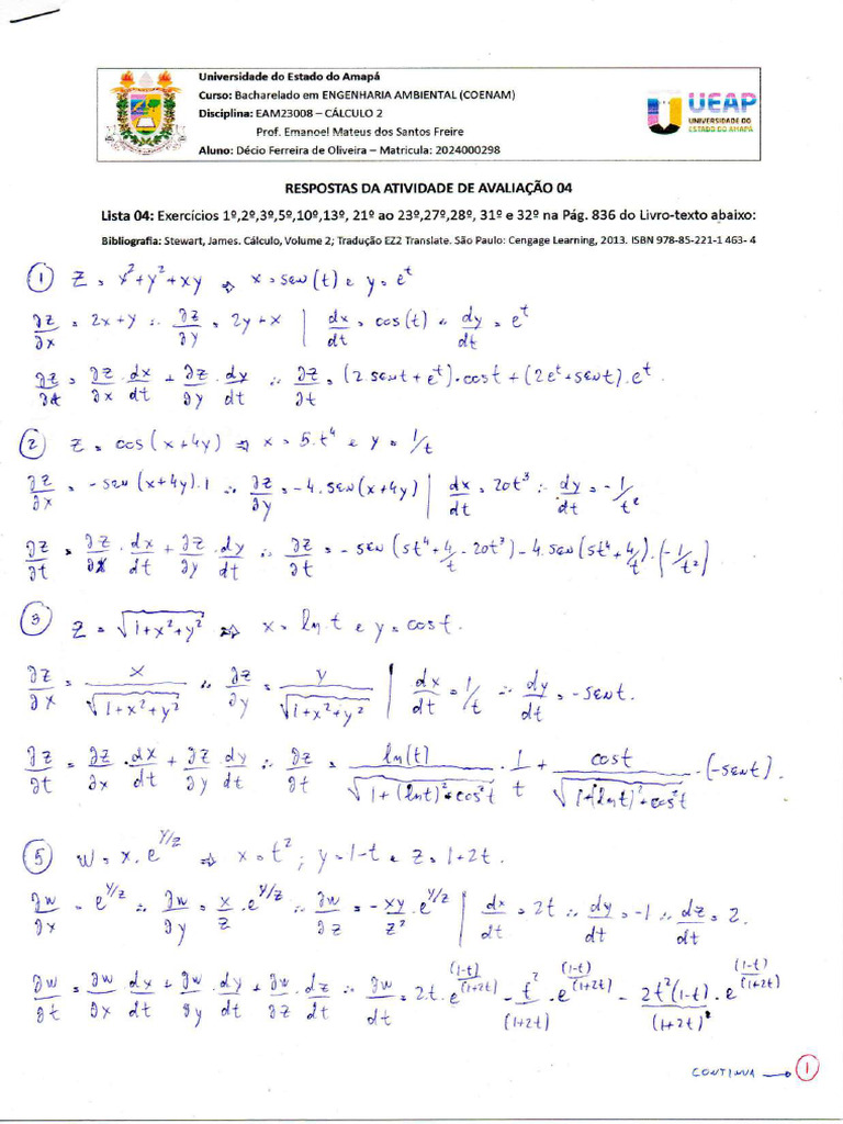 Respostas Lista 04 Calc2 Decio - Compressed | PDF