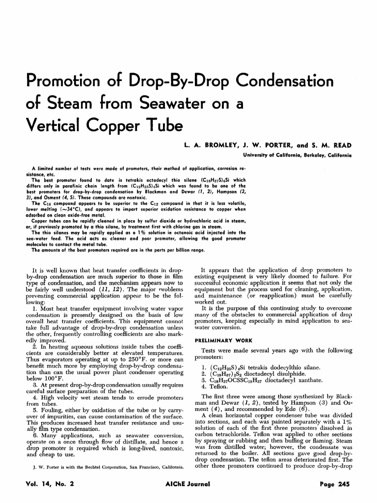 Promotion of Drop-By-Drop Condensation of Steam From Seawater On A ...