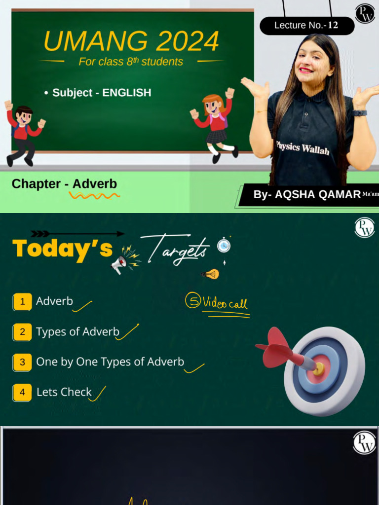 Grammar 12 - Adverbs - Class Notes - Umang 2024 | PDF