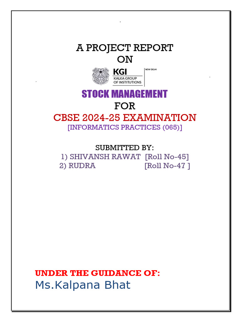 Stock Managment Shivansh Rawat XII-F | PDF | Databases | My Sql
