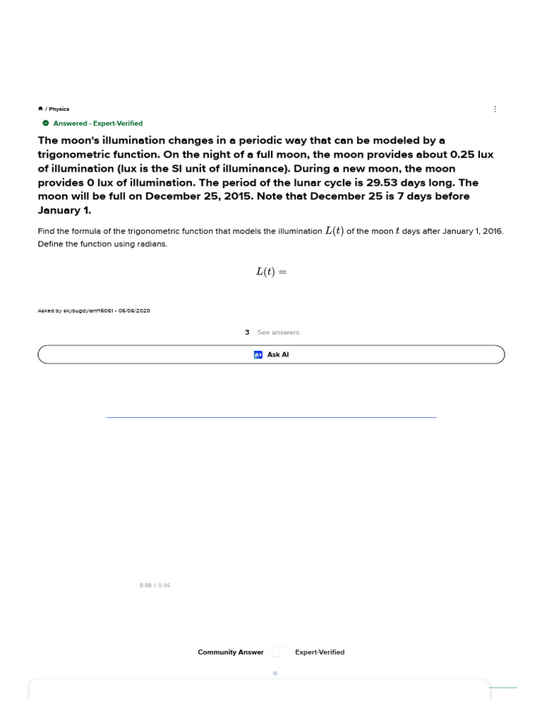 Modeling Moon Illumination with Trigonometry | PDF | Force | Phase (Waves)