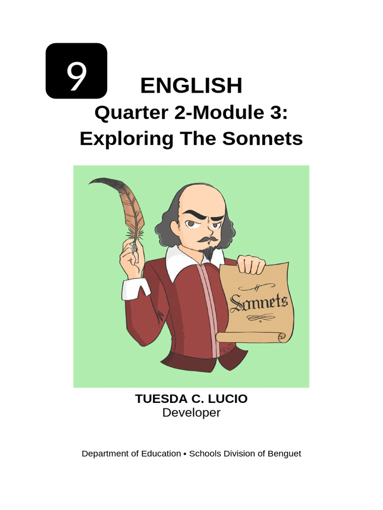 English 9 - Q2 - WK 3 - Exploring The Sonnets - V1 by T. Lucio 1 | PDF ...