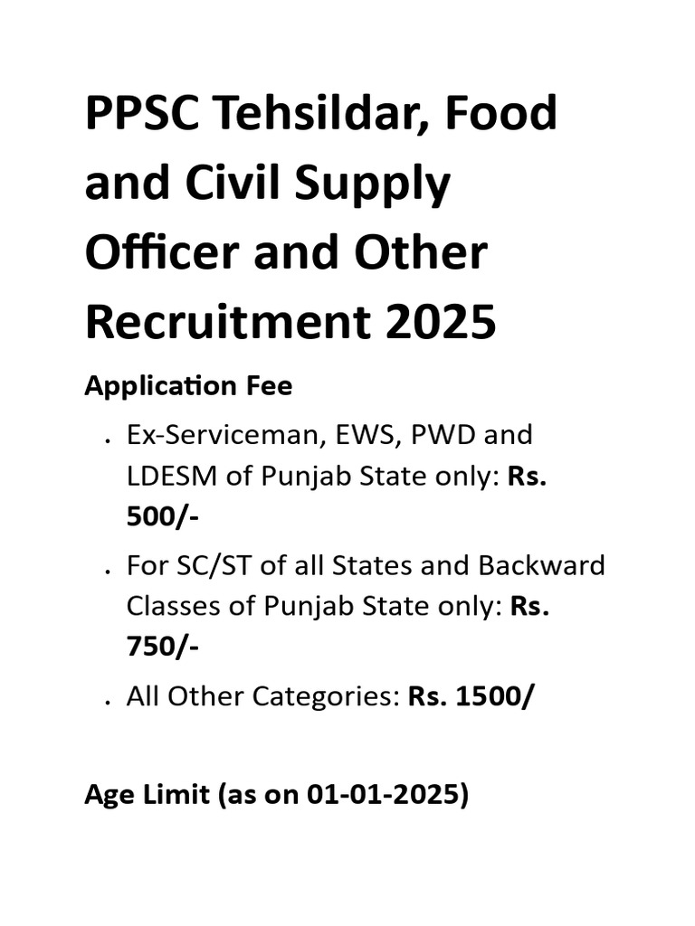 PPSC Tehsildar | PDF