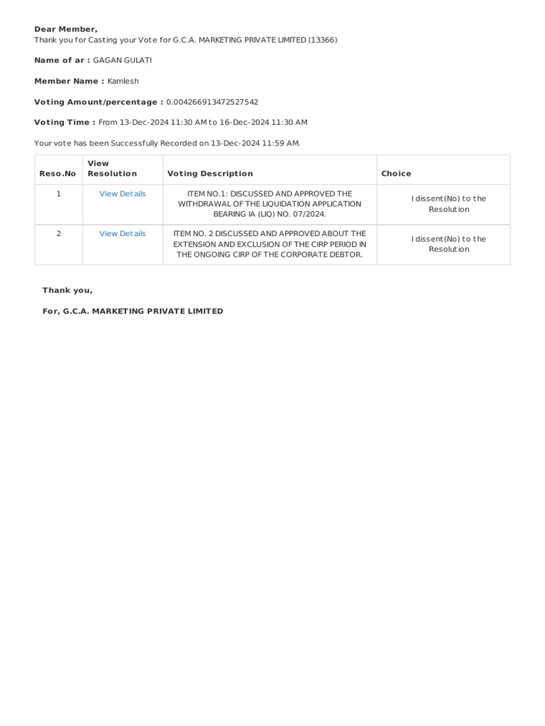 Voting Receipt - 15457229 (2) | PDF