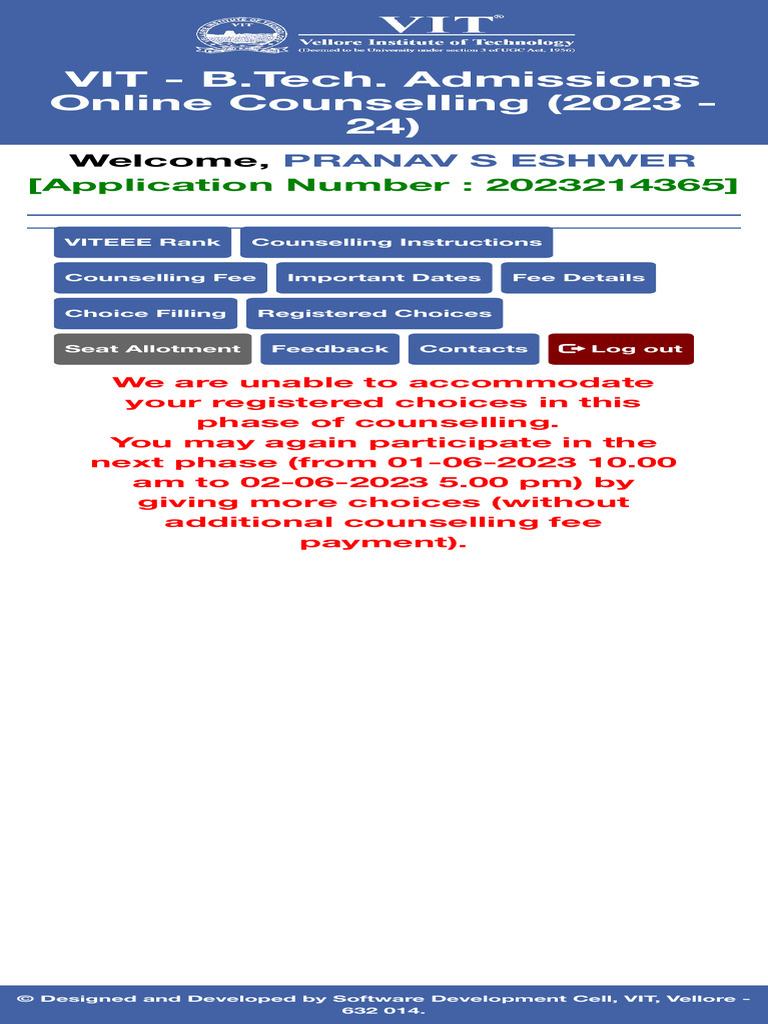 VIT B.tech - Online Counselling | PDF