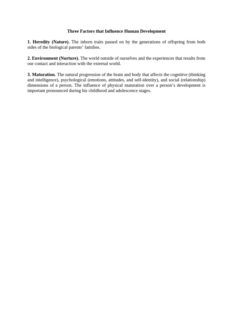 Key Factors in Human Development | PDF