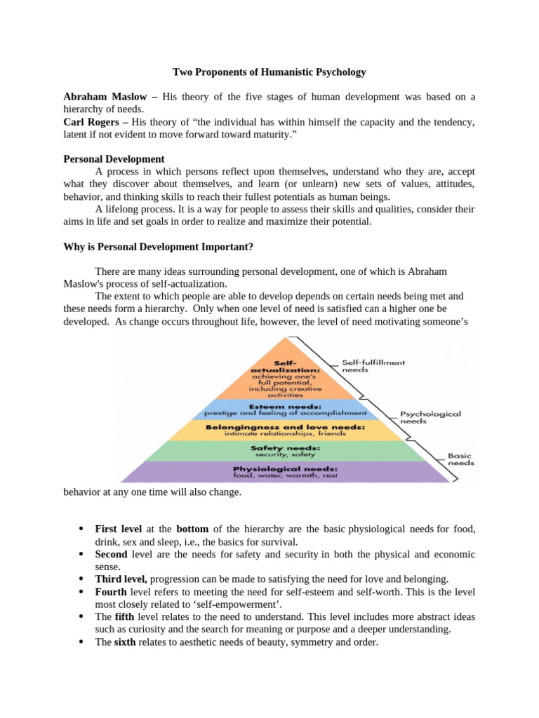 Key Figures in Humanistic Psychology | PDF | Self Actualization ...