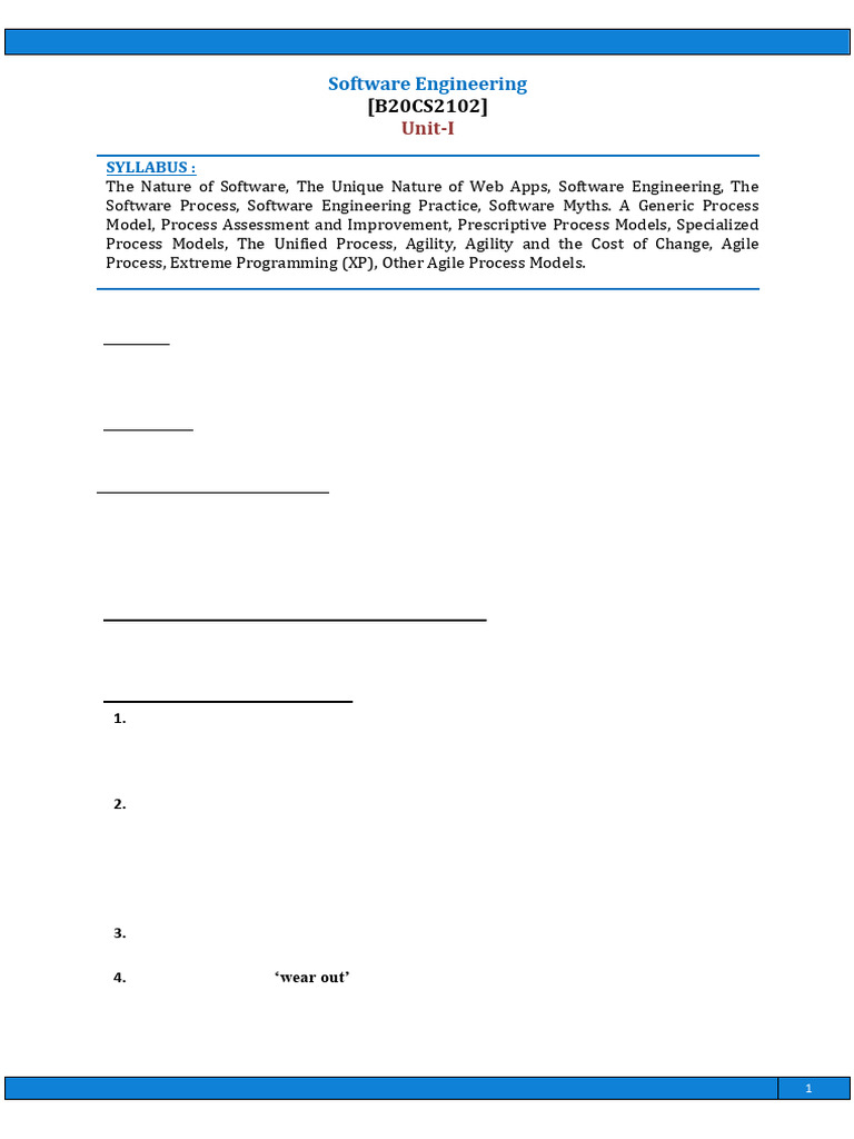 SE Unit-1 Material | PDF | Software Development Process | Prototype