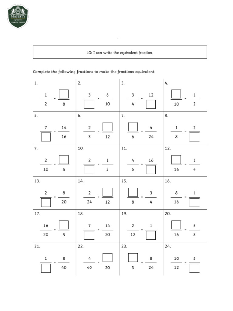 Equivalent Fractions 4 | PDF