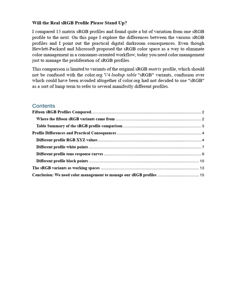 sRGB comparision | PDF | Rgb Color Model | Vision
