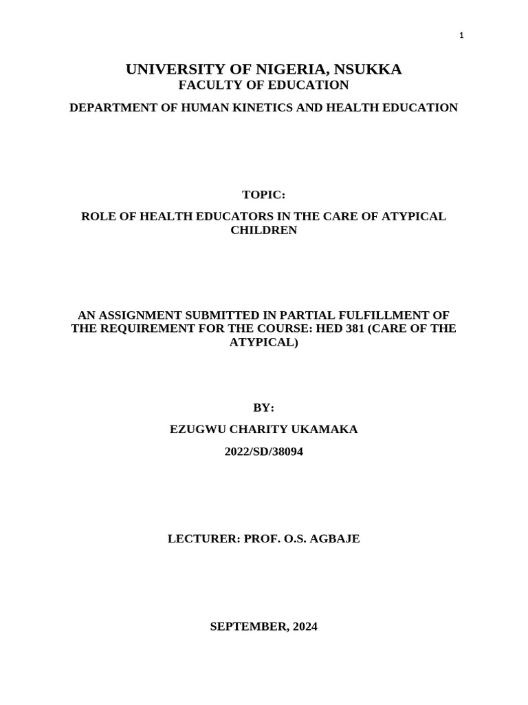 Health Educators' Role in Atypical Child Care | PDF | Developmental ...