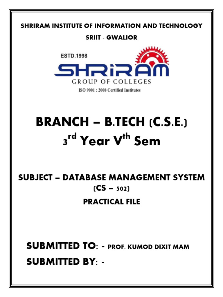 DBMS Practical | PDF