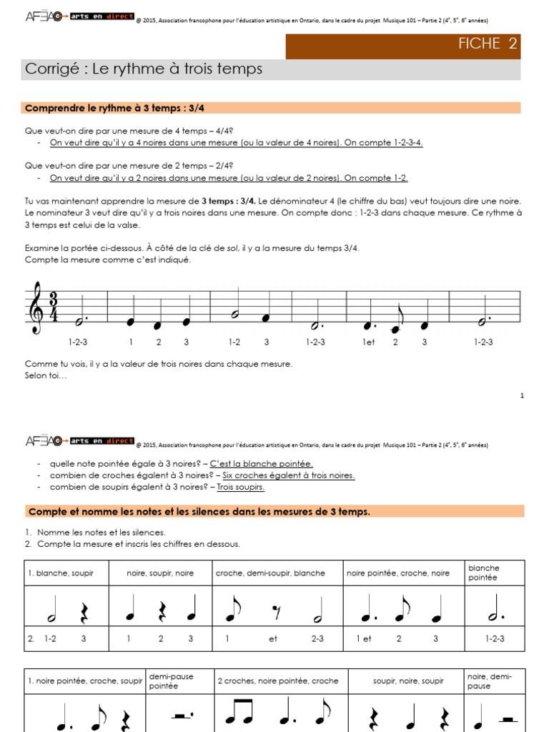 Comprendre le rythme 3/4 en musique | PDF | Formes musicales | Mètre et ...