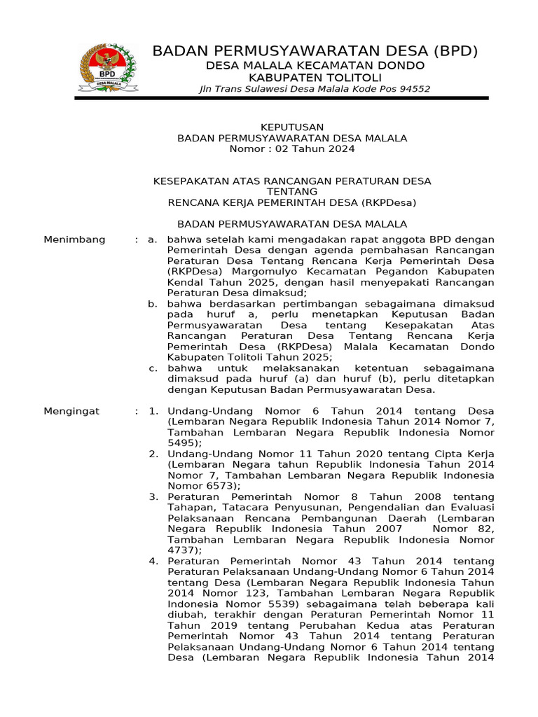 Sk. BPD Perencanaan | PDF