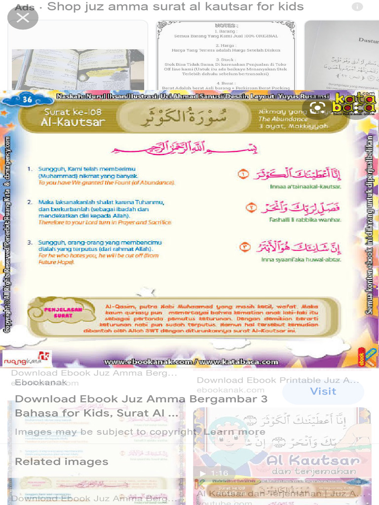 Juz Amma Surat Al Kautsar For Kids - Google Search | PDF