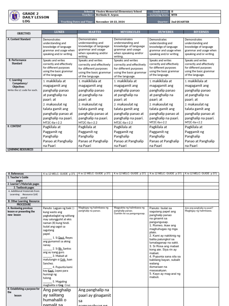DLL - Araling Panlipunan 2 - Q1 - W6 | PDF