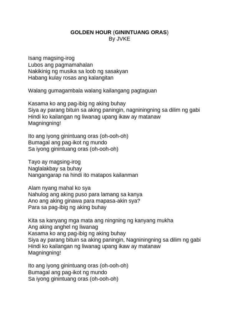 Golden Hour in Tagalog-Wordfile | PDF