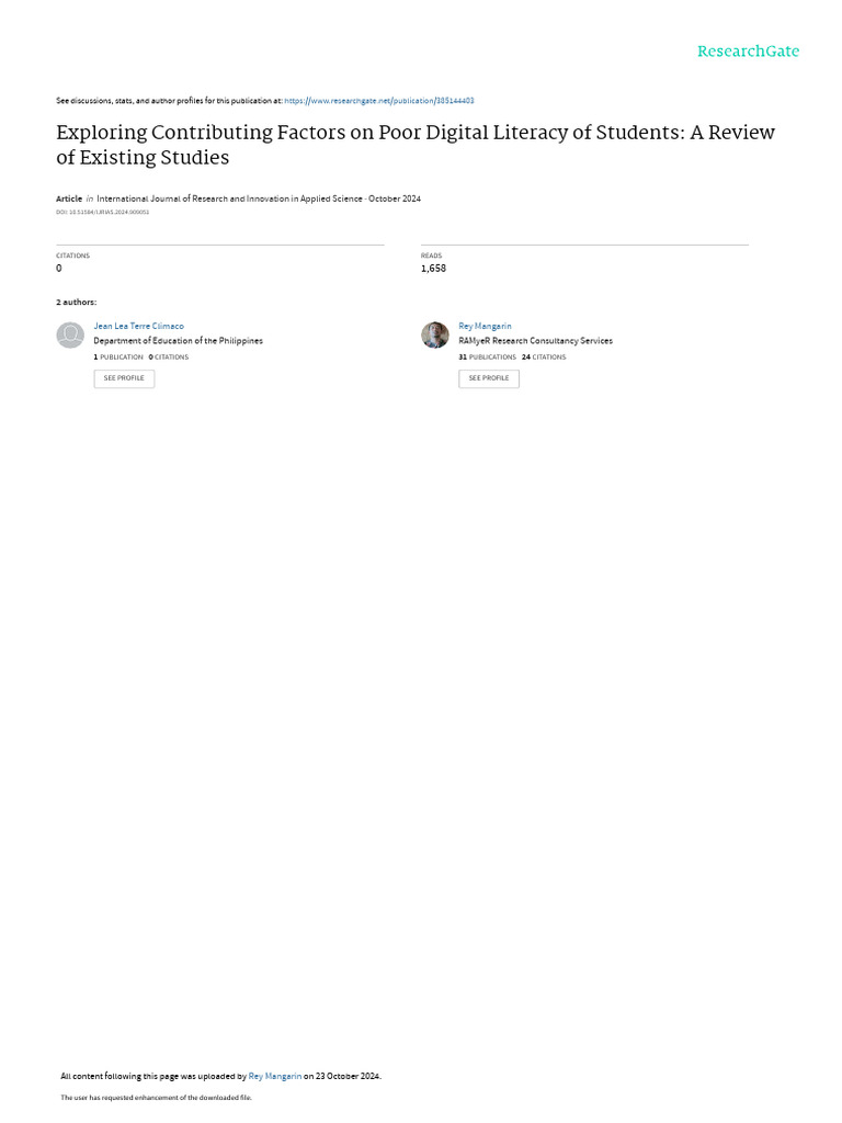 Factors Contributing to Digital Illiteracy | PDF | Literacy ...