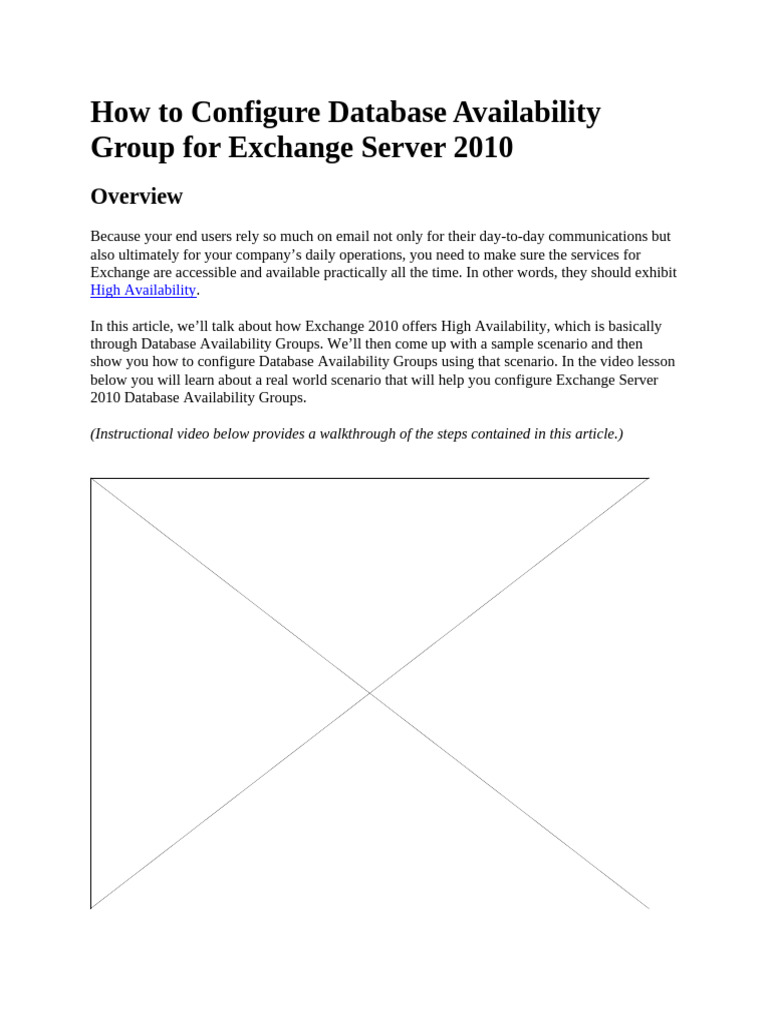 How to Configure Database Availability Group for Exchange Server 2010 | PDF | Databases ...