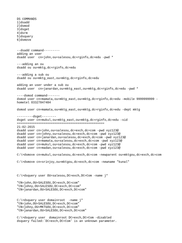 Dscommands | PDF