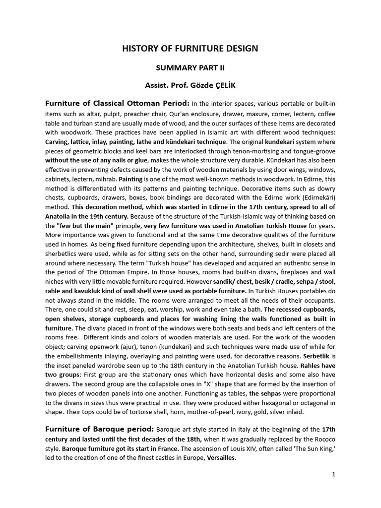 History of Furniture Design Summary Part II | PDF | Art Nouveau | Furniture